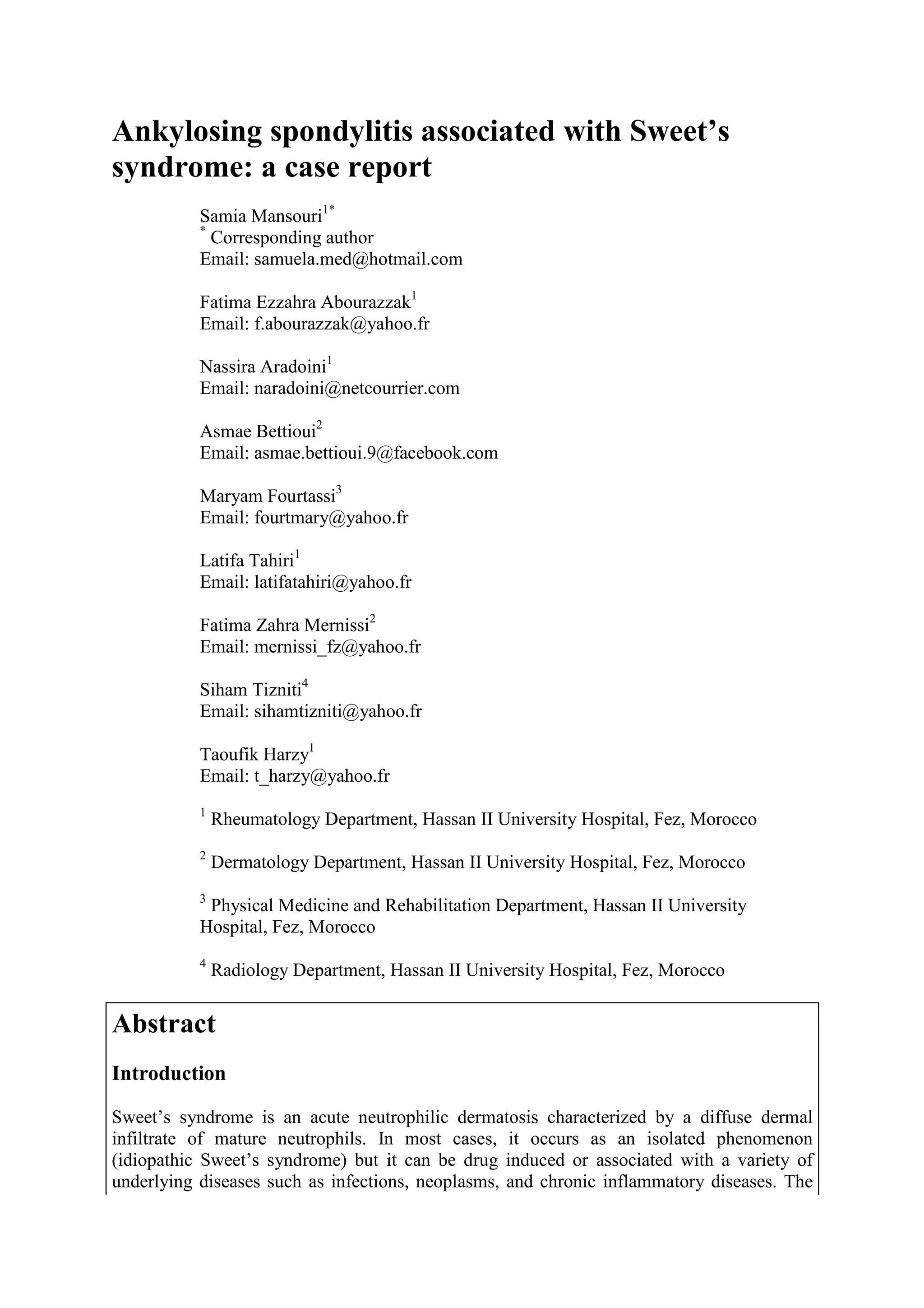 As and sweets syndrome | PDF