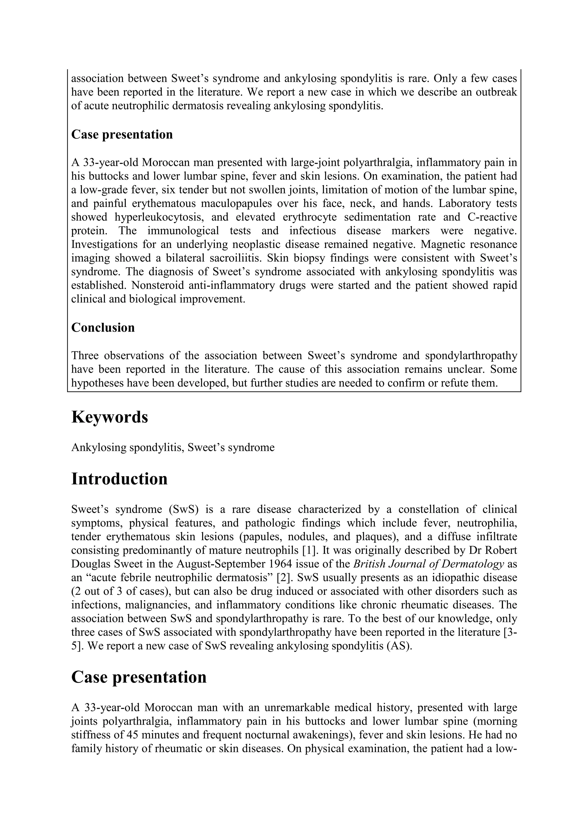 As and sweets syndrome | PDF