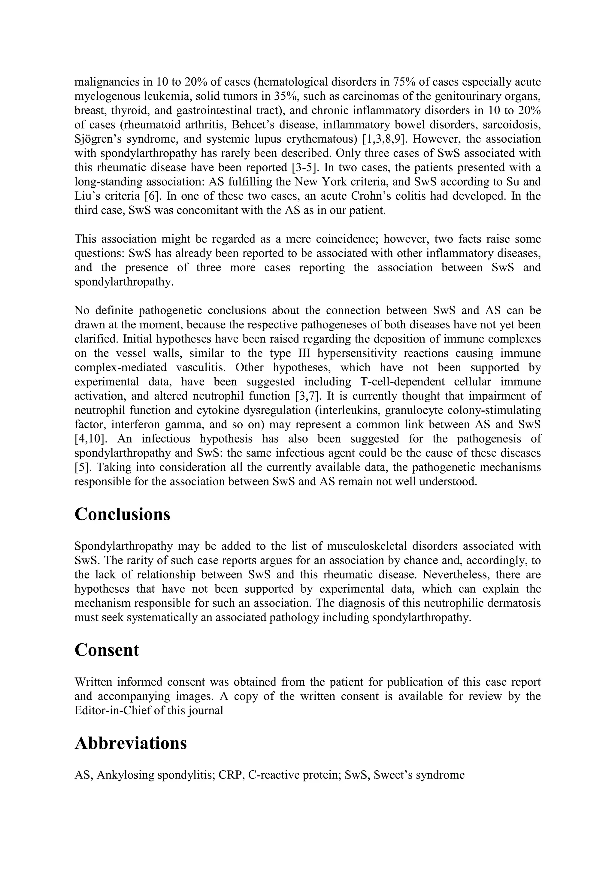 As and sweets syndrome | PDF