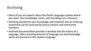 Language Documentation and Conservation in Oceania | PPT