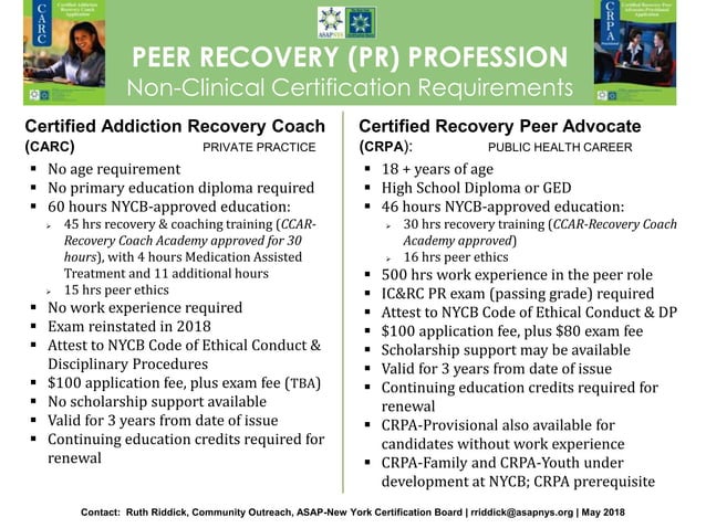 RECOVERY (PR) PROFESSION: Non-Clinical Role Descriptions, Value, and ...