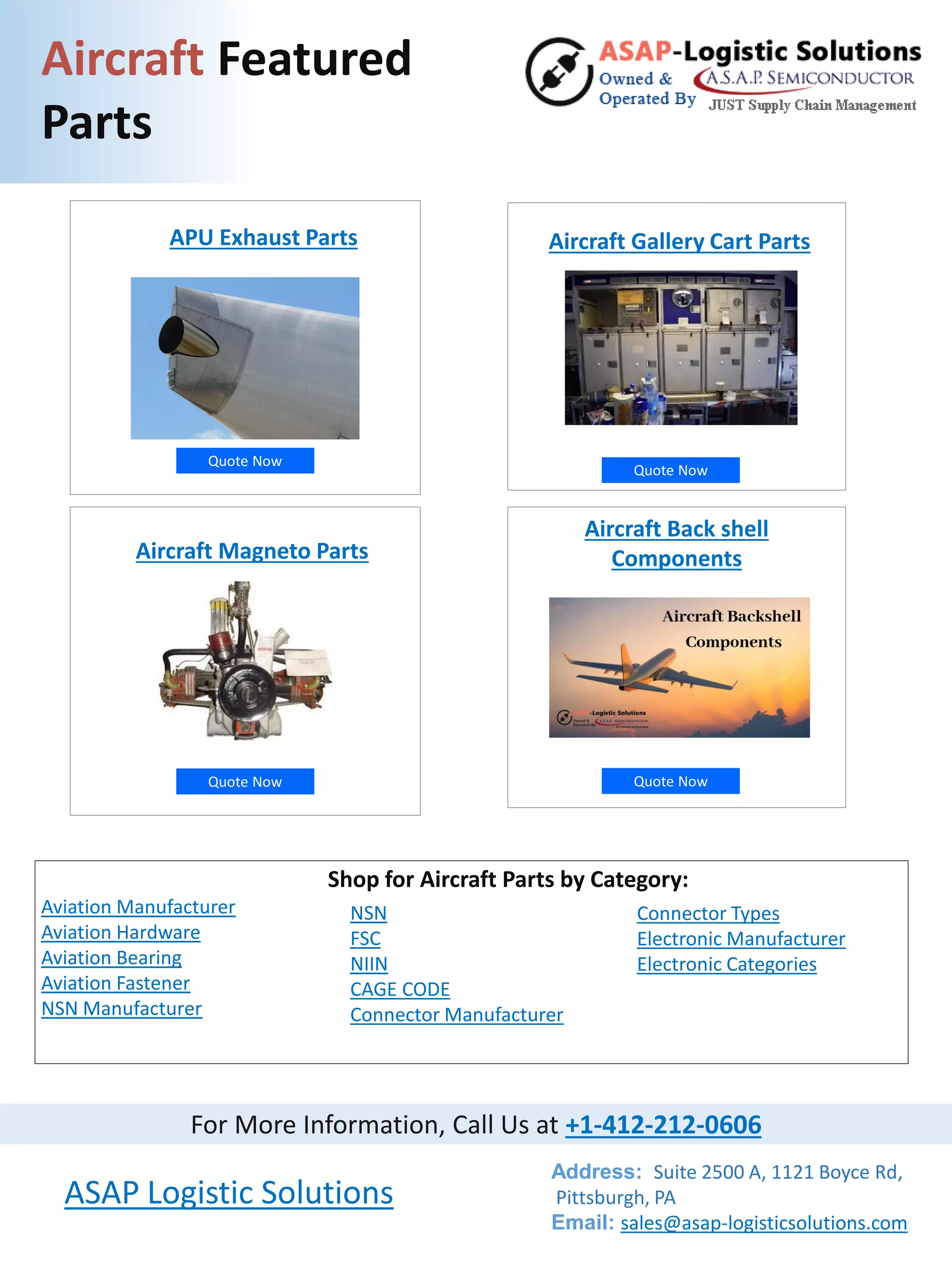 ASAP Logistic Solutions : Featured Aircraft Parts | PDF