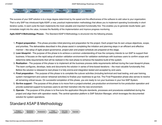 ASAP Methodology Roadmaps and Phases.pdf | Computer Software and Applications | Computing
