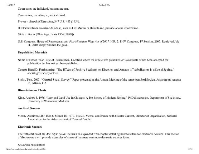 ASA Format by Purdue Owl