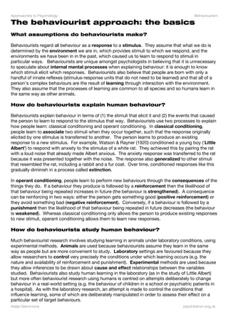 As aqb approaches_behaviourism_basics | PDF