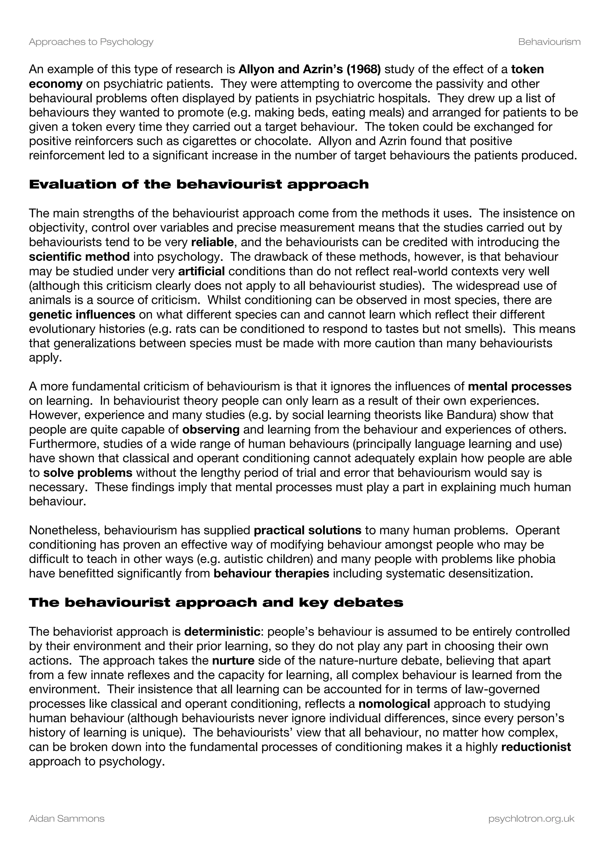 As aqb approaches_behaviourism_basics | PDF