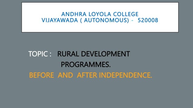 Rural development programs | PPTX