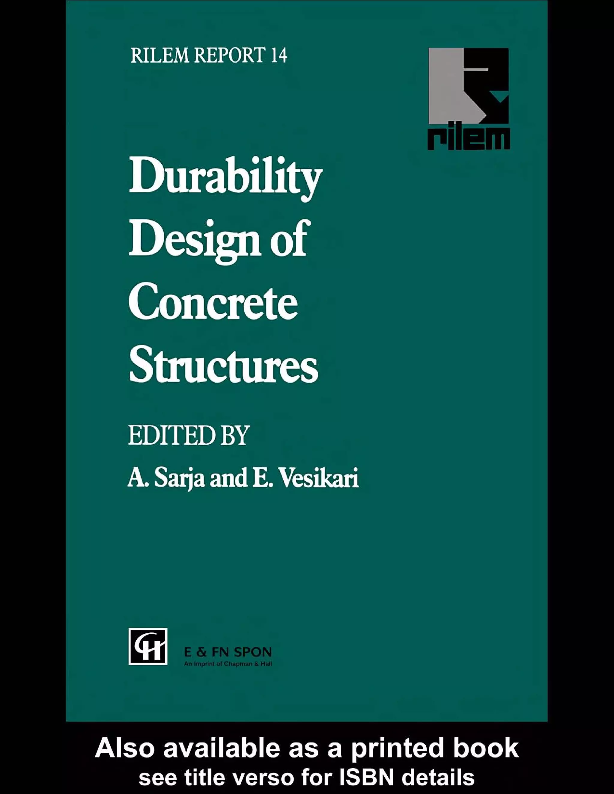 A sarja durability design of concrete structures | PDF