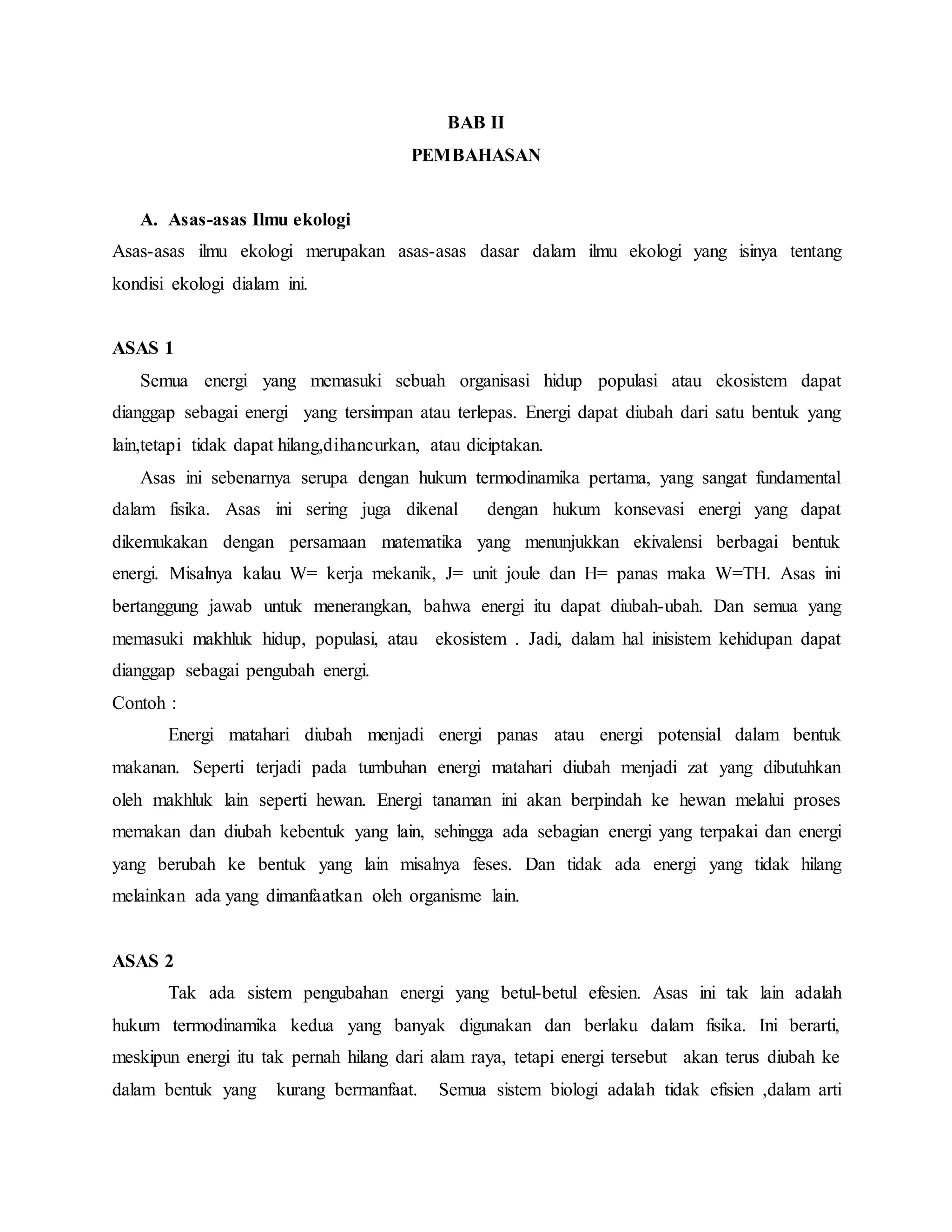 Asas asasdancabang2ilmuekologi kelompok4 | DOCX