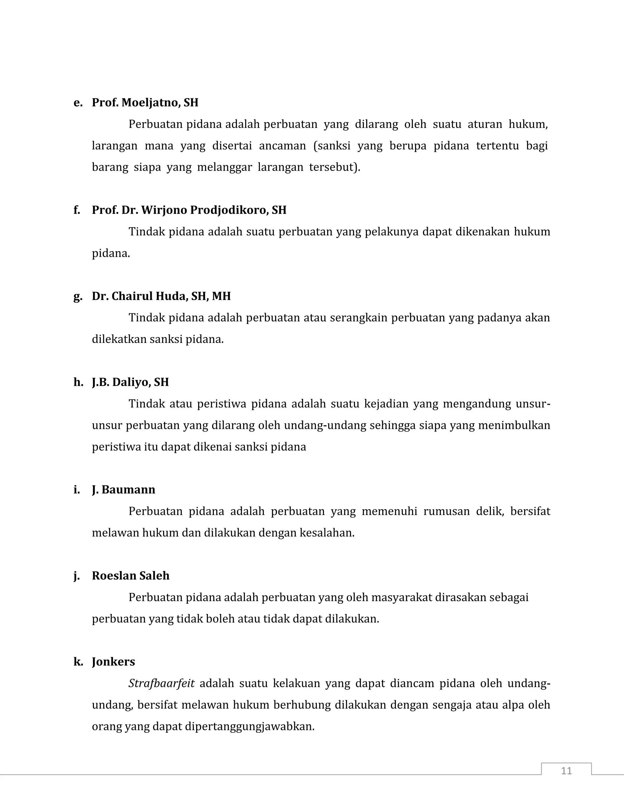 Asas asas Hukum Pidana & Pengertian Perbuatan Pidana menurut Para Ahli ...