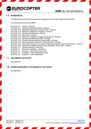 ASB Nº EC120-52A014 - Alert Service Bulltin - Subject - DOORS - Sliding ...