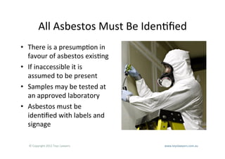 Asbestos A Practical Guide to Your Responsibilities Under New Work ...