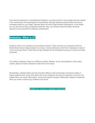 Asbestos Awareness - Things You Should Know to Stay Safe | PDF