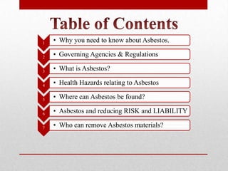Asbestos Awareness Presentation Contractors Introduction | PPTX