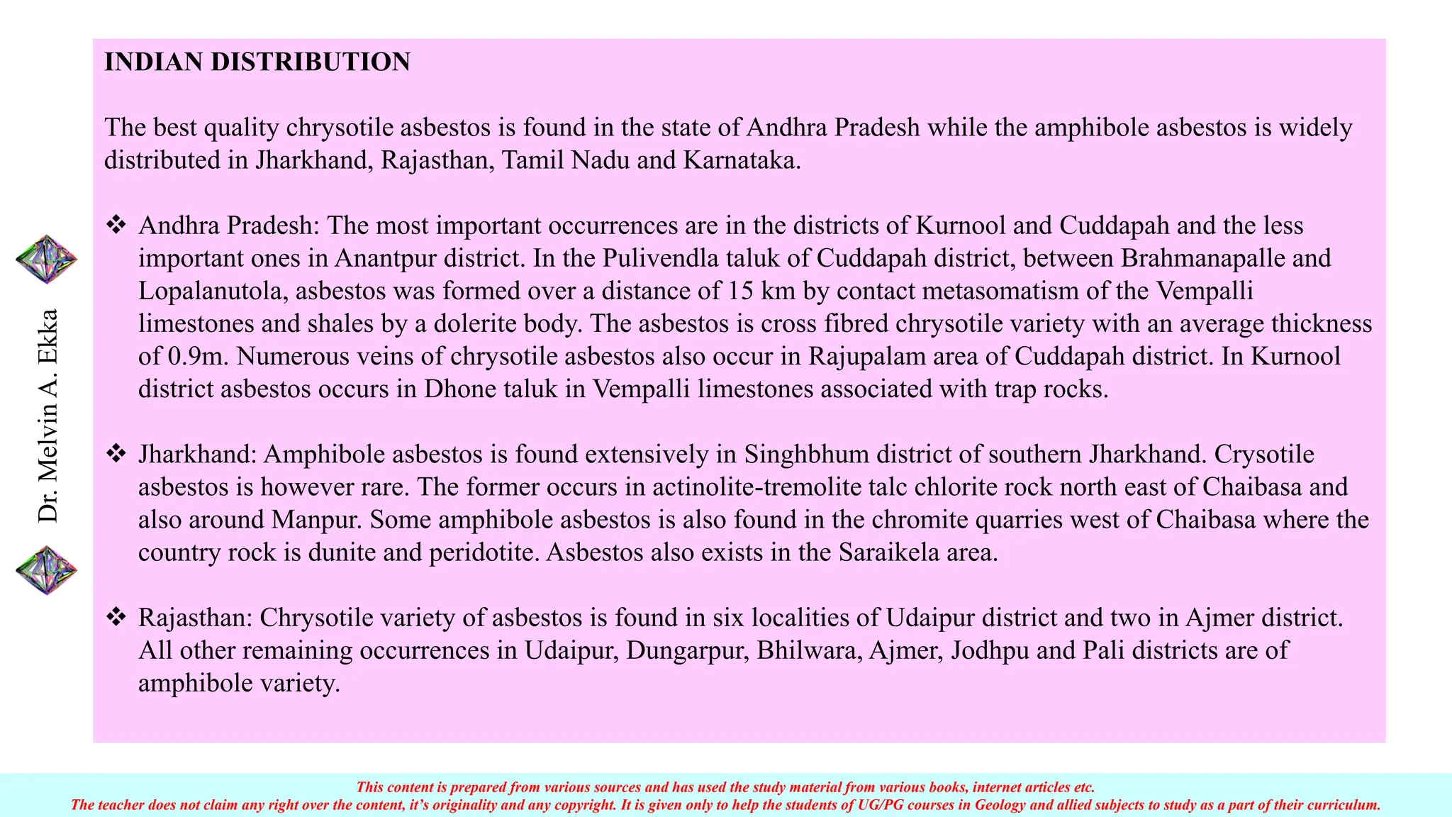 ASBESTOS DEPOSITS -Types, distribution in India | PDF