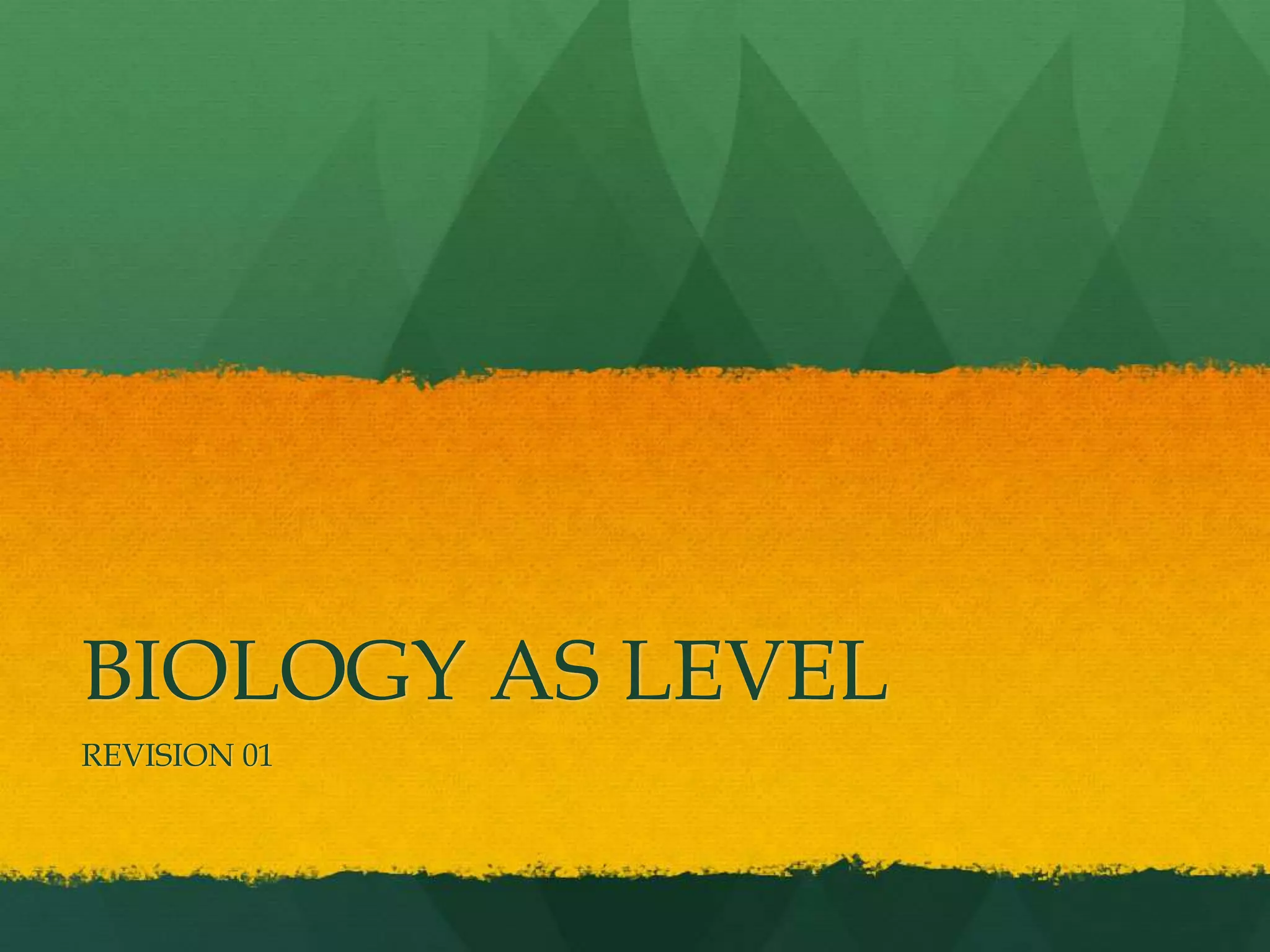 AS Level Biology - 1) Biological Molecules | PPTX