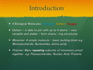 AS Level Biology - 1) Biological Molecules | PPTX