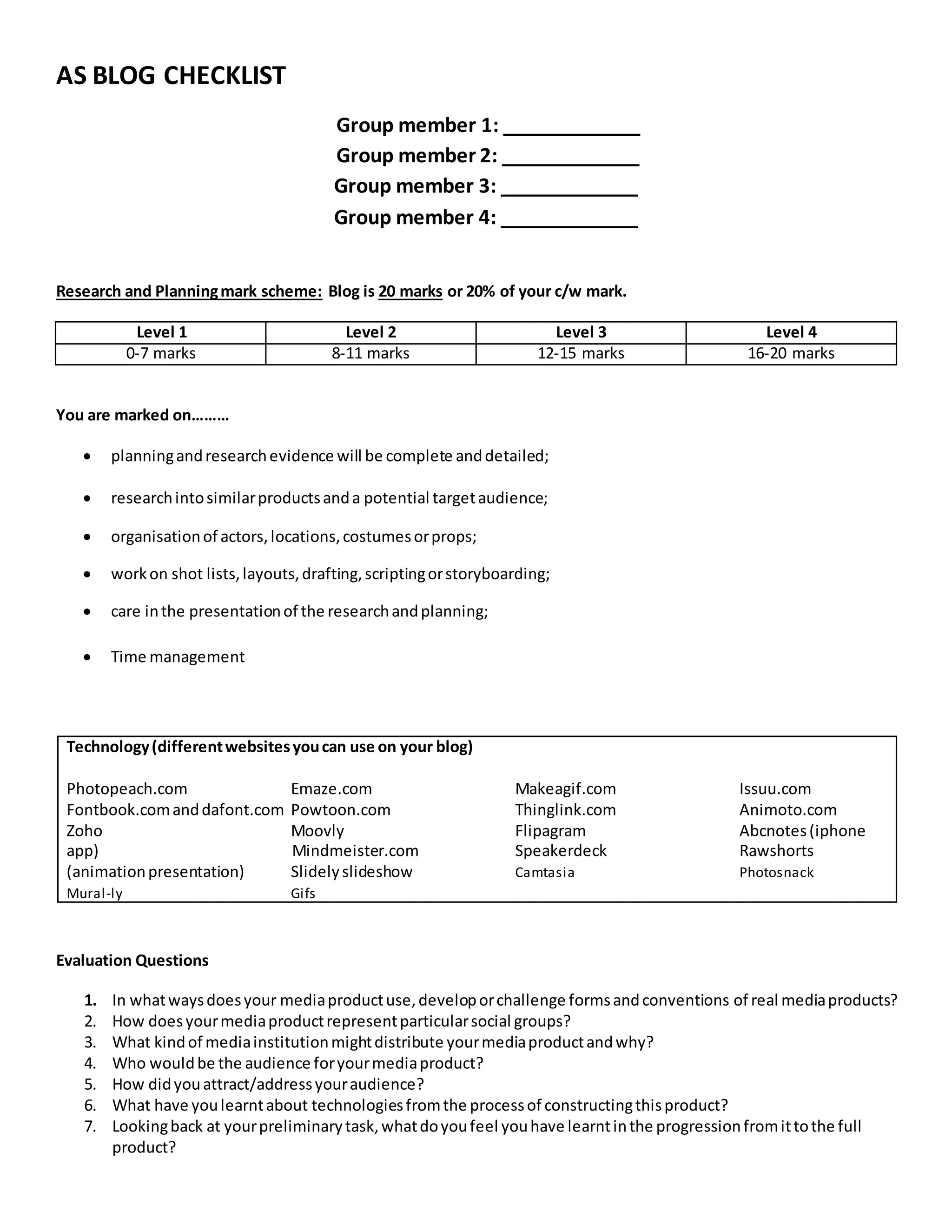 As blog checklist (15 16) | PDF