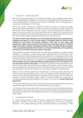 As Built Energy Yield Assesment - A Risk Mitigation Approach | PDF
