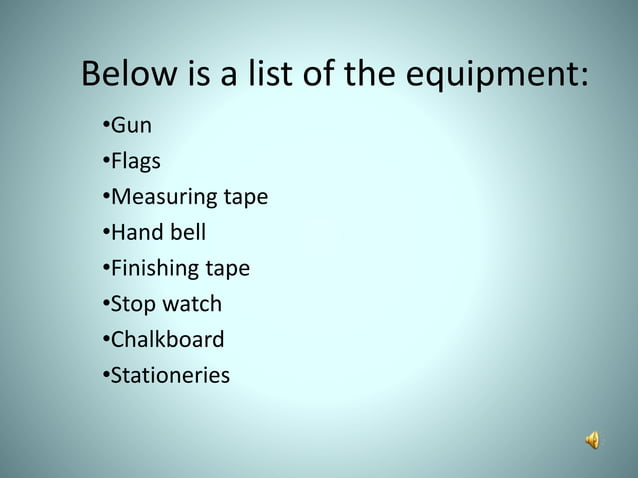 EQUIPMENT THAT ARE USED WHEN OFFICIATING ATHLETES | PPTX | Track and ...