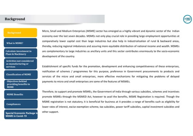 ASC - Classification of micro small and medium enterprises (MSME ...