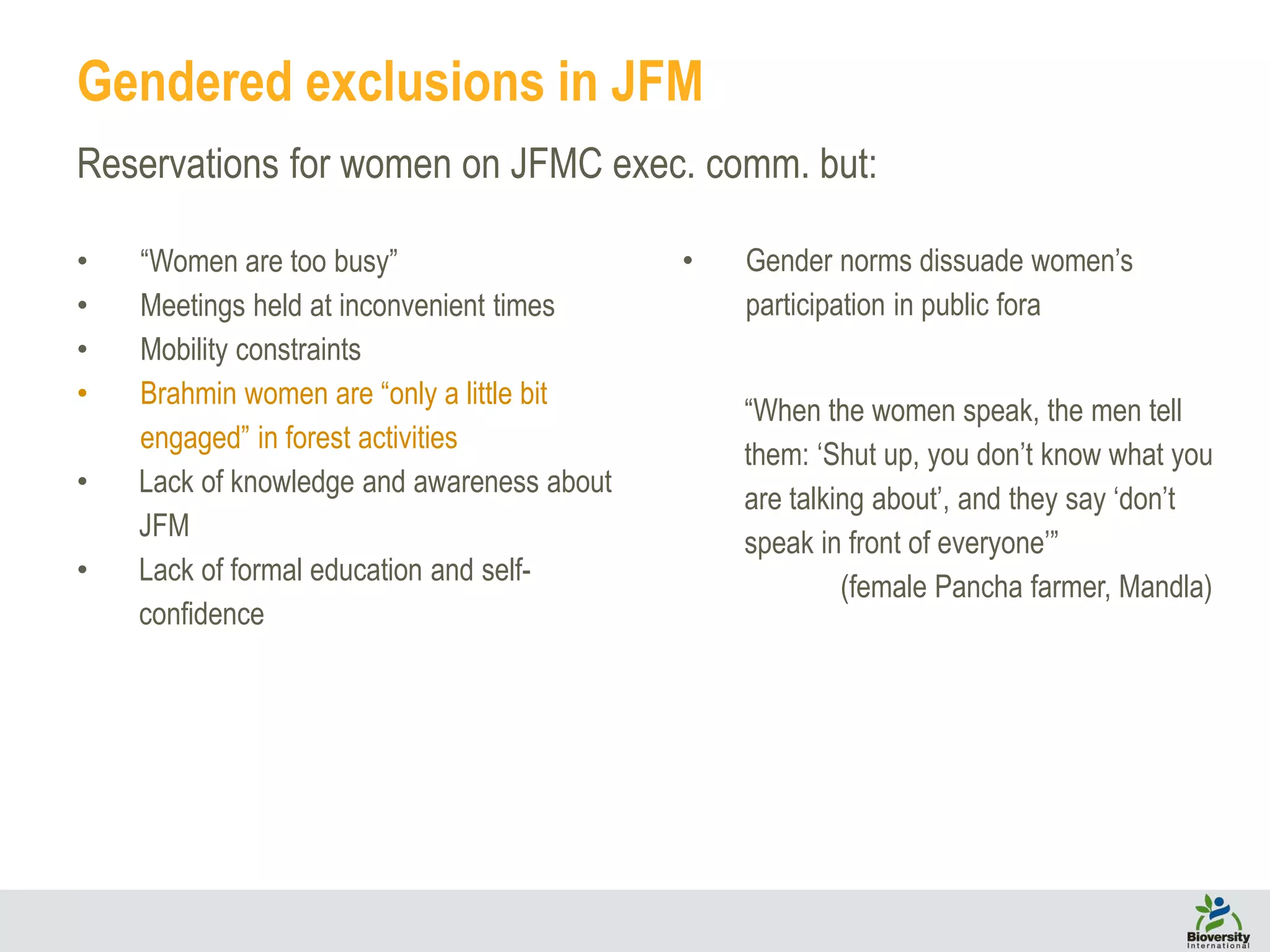 Unpacking ‘Gender’ in India’s Joint Forest Management Program: Lessons ...