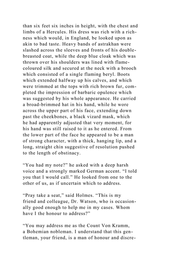 A Scandal in BohemiaArthur Conan DoyleThis text is.docx