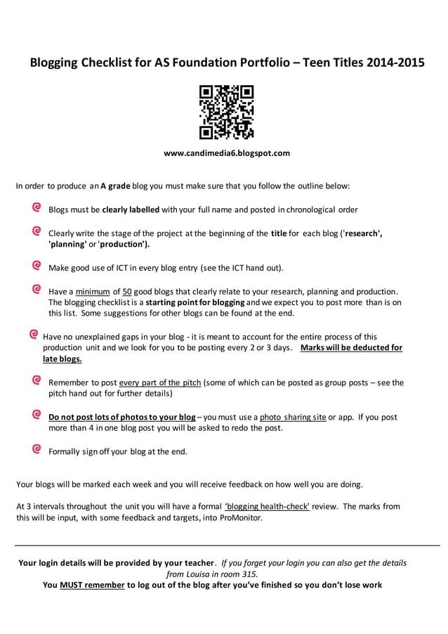 As candi media teen titles blog checklist cover page