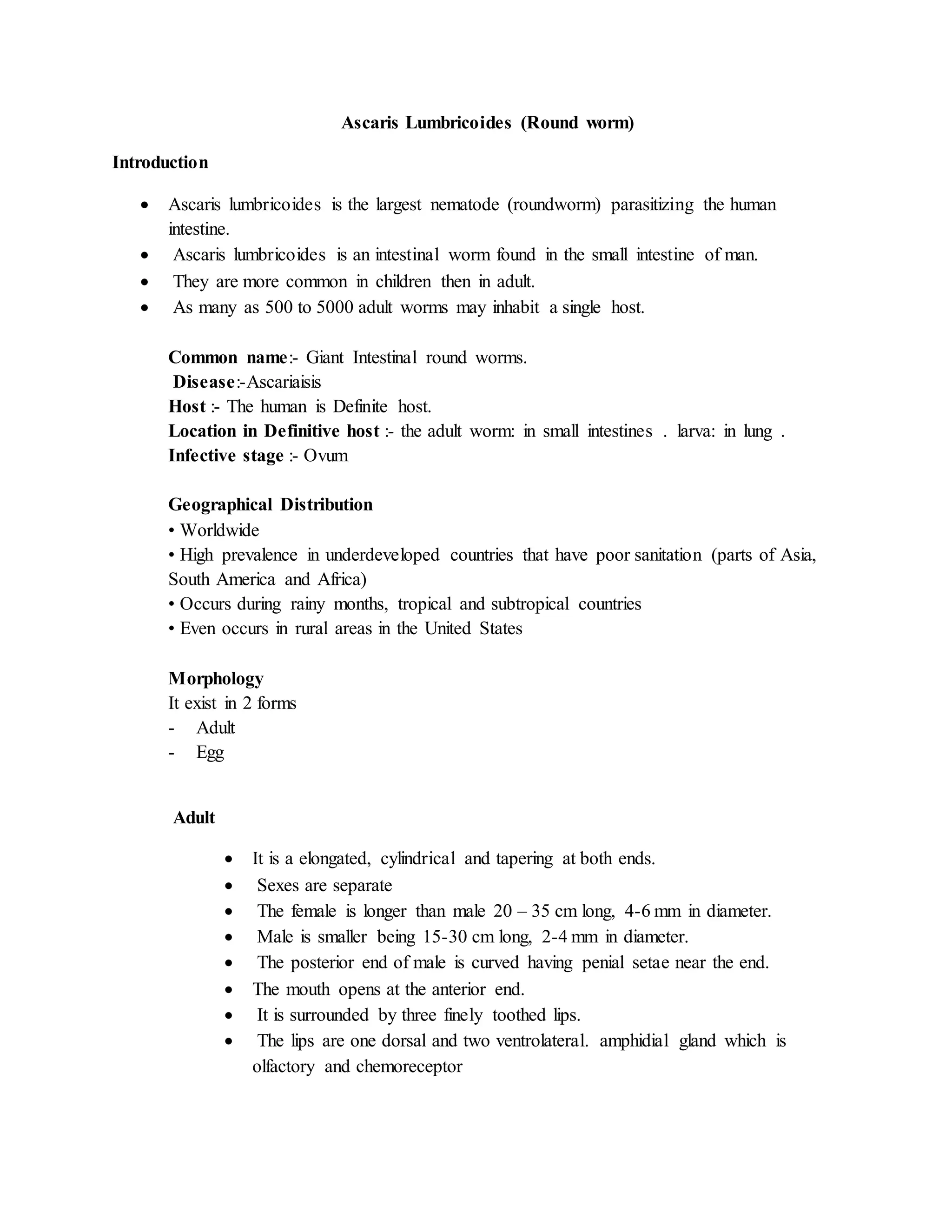 Ascaris lumbricoides | DOCX