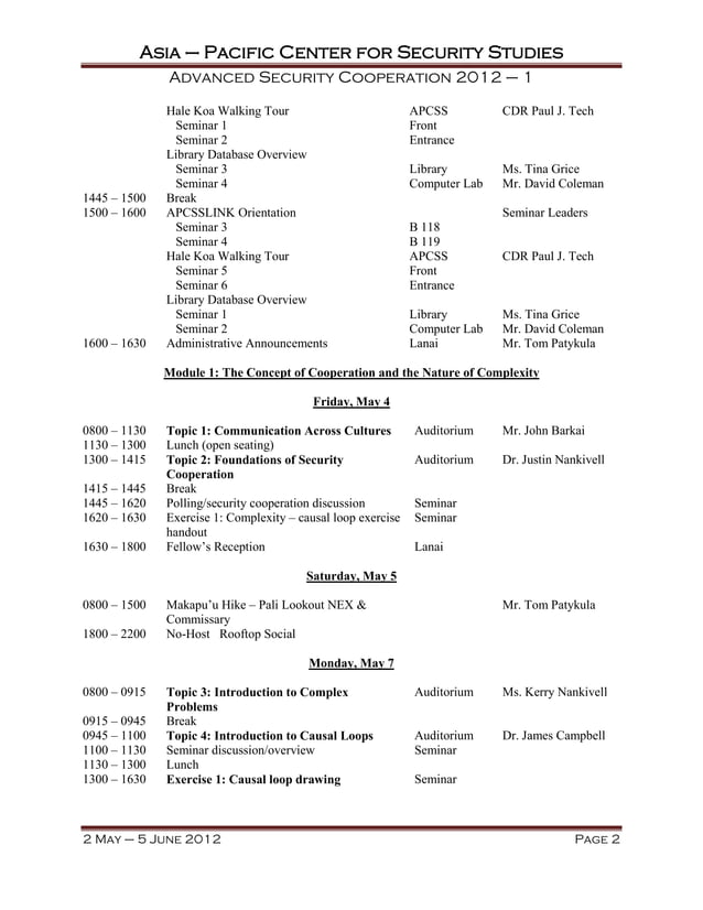 Asc course schedulemay2012 | PDF
