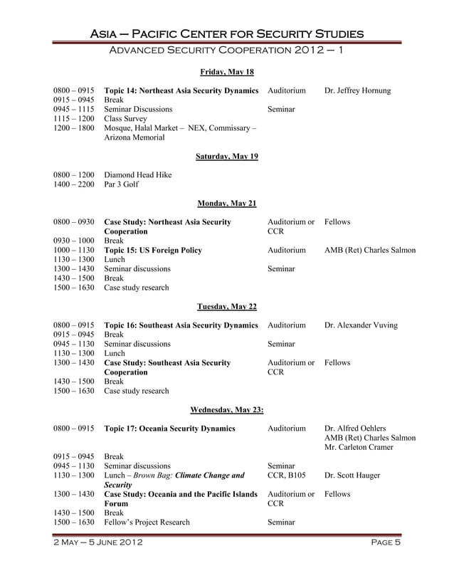 Asc course schedulemay2012 | PDF