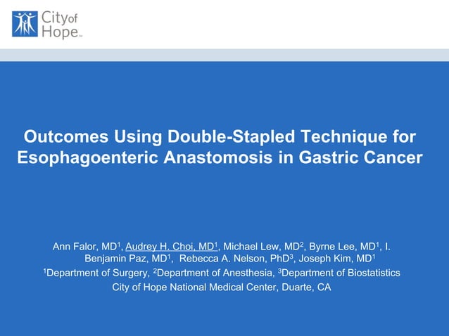 Outcomes Using Double-Staple Technique for Esophagoenteric Anastomosis ...