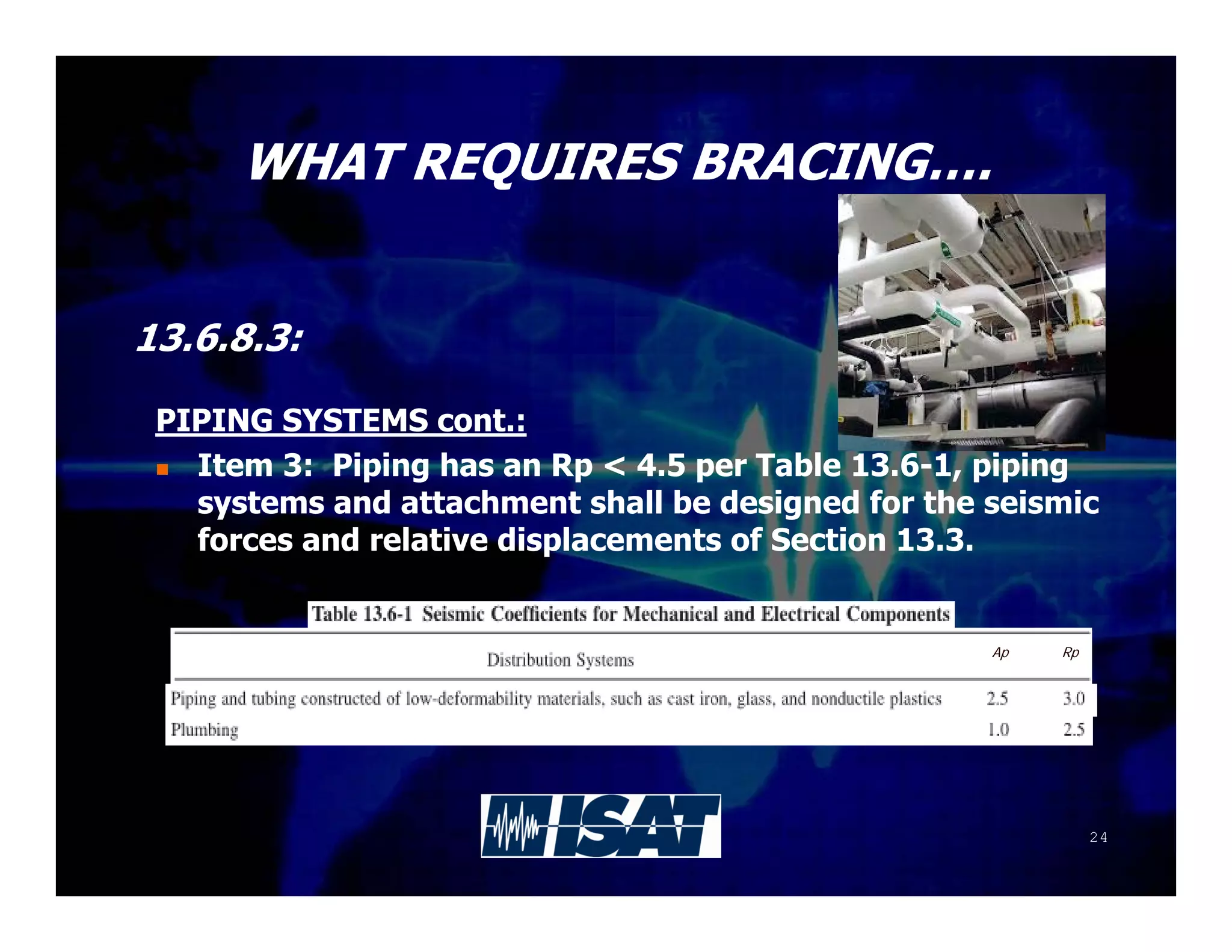 Asce 7 10 presentation on seismic bracing for mep systems | PDF