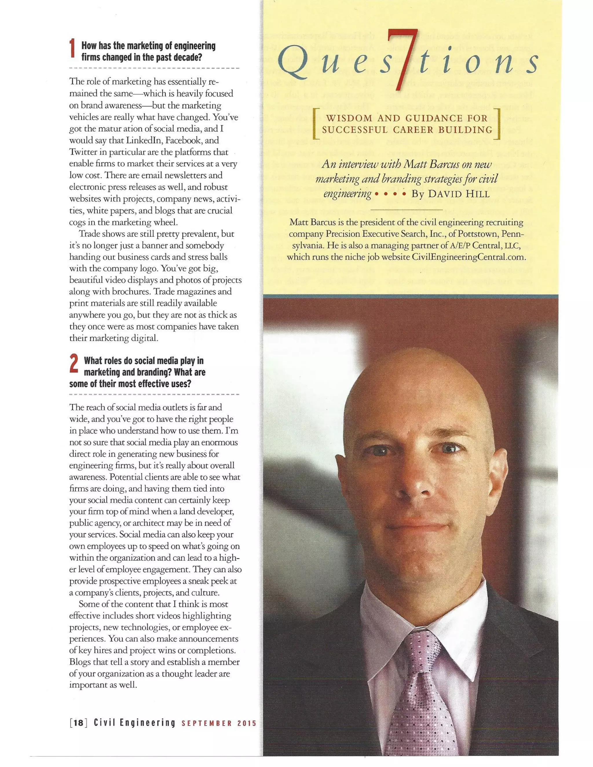 ASCE Civil Engineering Magazine - 7 Questions with Matt Barcus ...