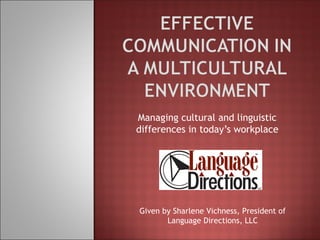 Effective Communication in a Multicultural Environment | PPT