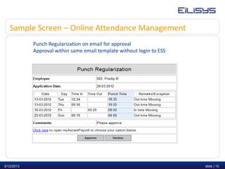 Ascent attendance & leave management presentation | PPSX