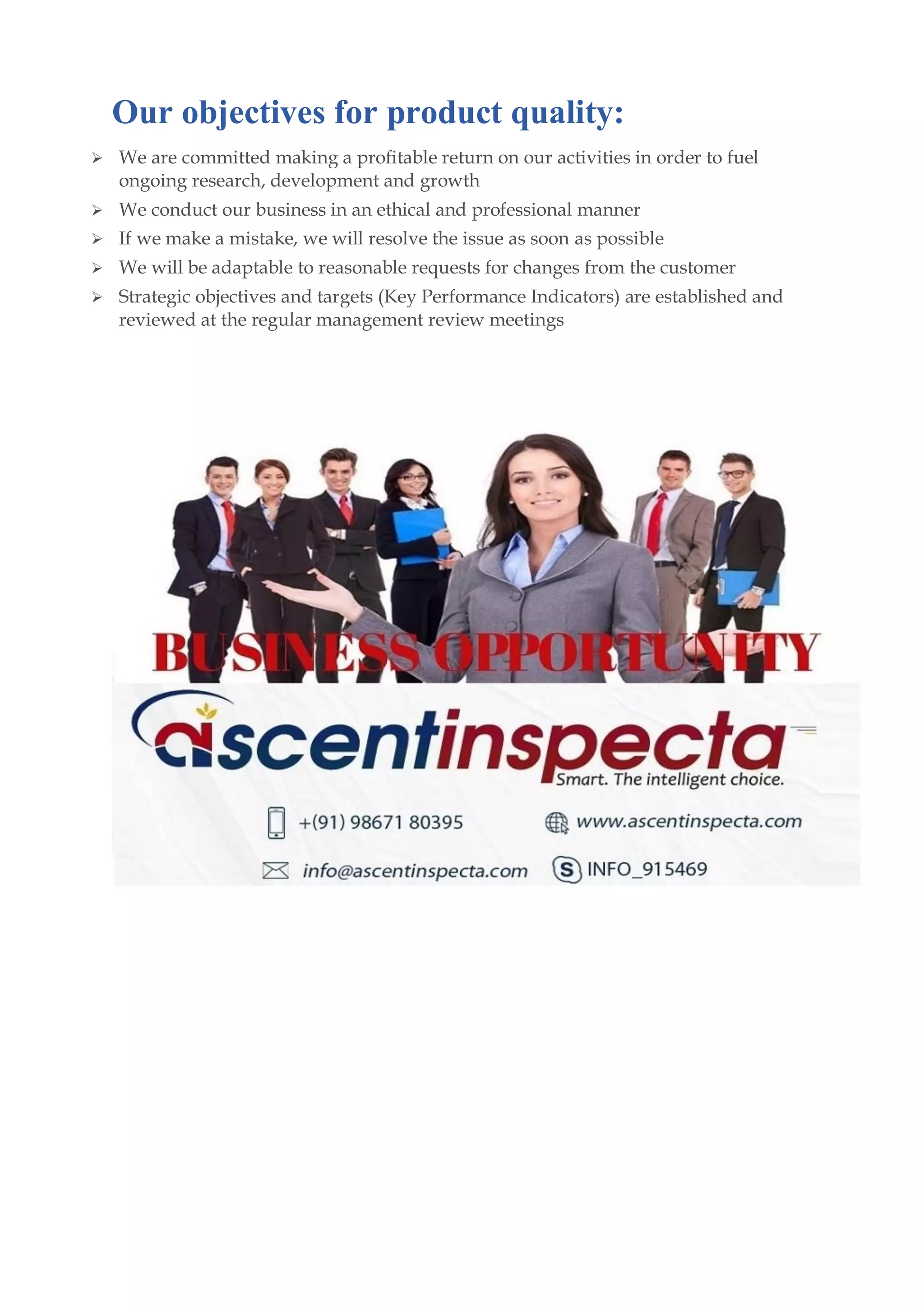 Ascent inspecta - ISO Consultant, ISO Certification | PDF