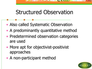 Structured observation as research_method | PDF