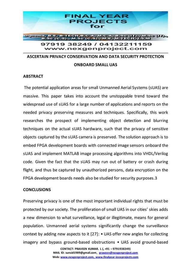 ASCERTAIN PRIVACY CONSERVATION AND DATA SECURITY PROTECTION ONBOARD ...