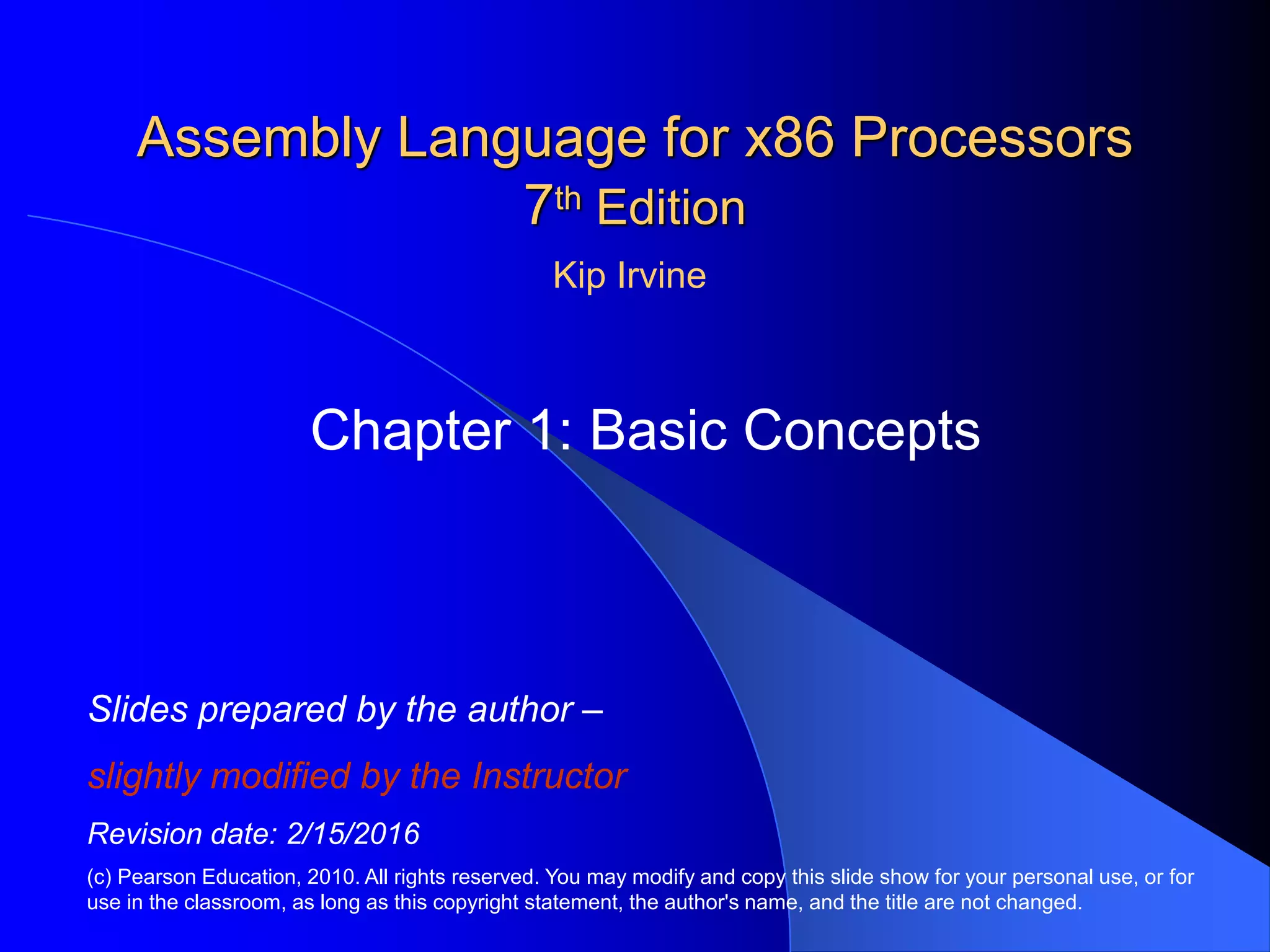 Assembly Language for x86 Processors 7th Edition Chapter 1: Basic Concepts | PDF