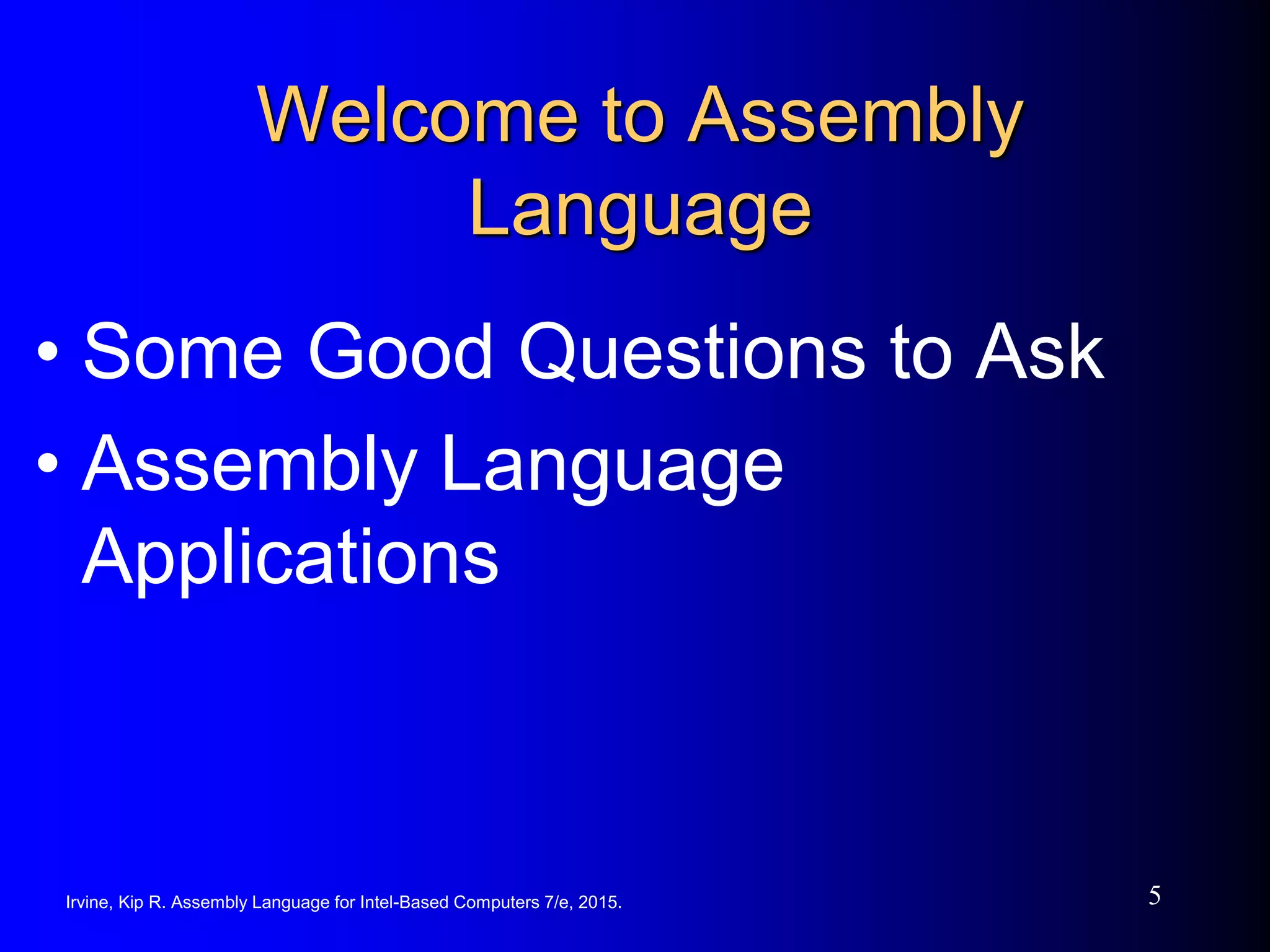 Assembly Language For X86 Processors 7th Edition Chapter 1 Basic Concepts Ppt 