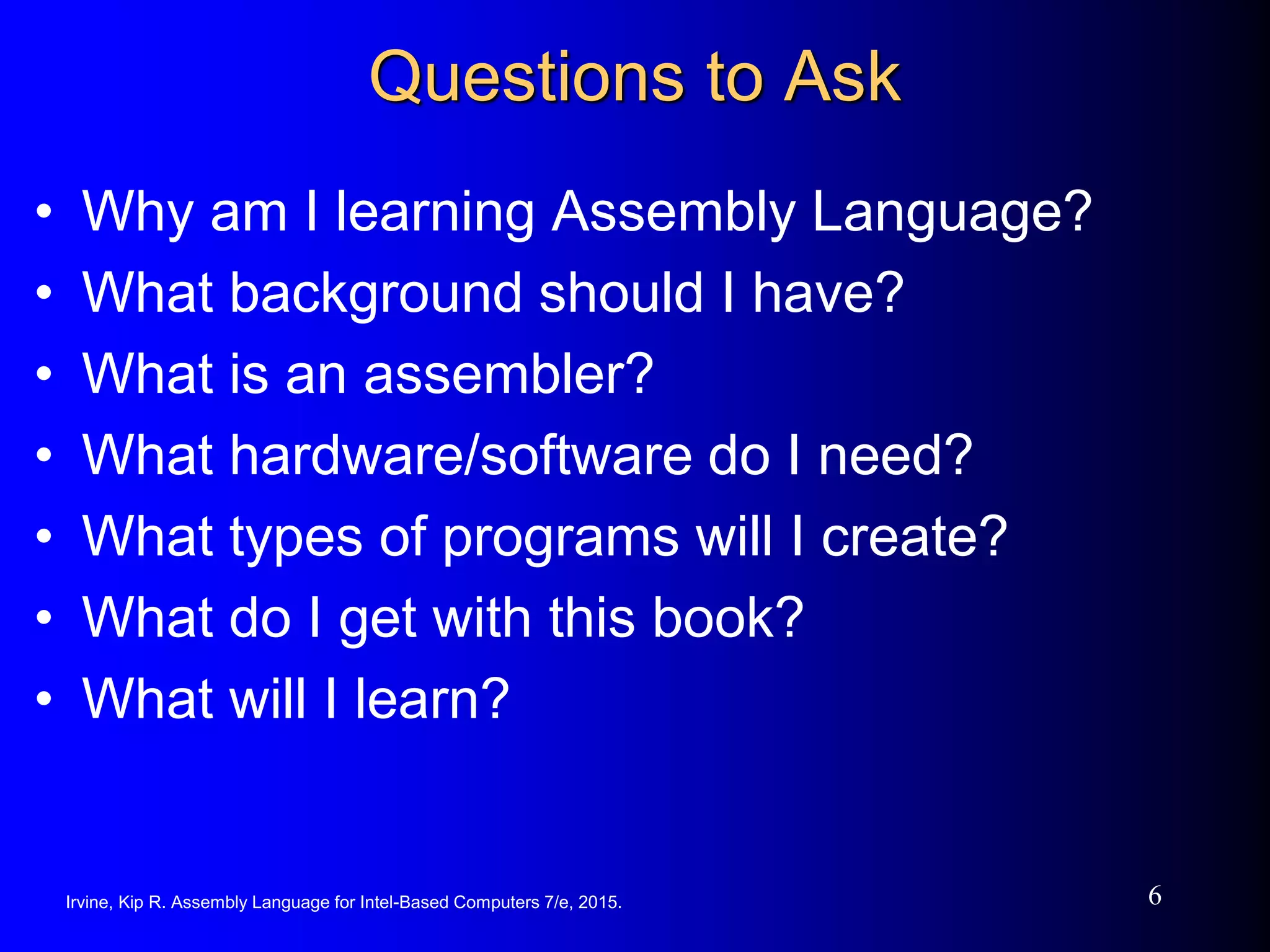 Assembly Language for x86 Processors 7th Edition Chapter 1: Basic ...