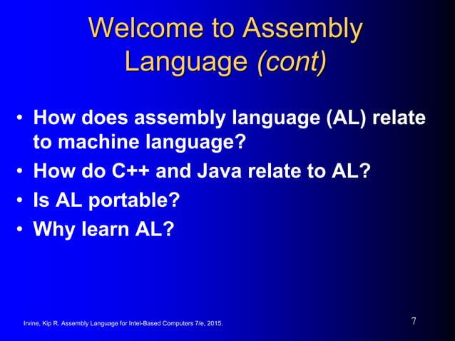 Assembly Language For X86 Processors 7th Edition Chapter 1 Basic Concepts Ppt
