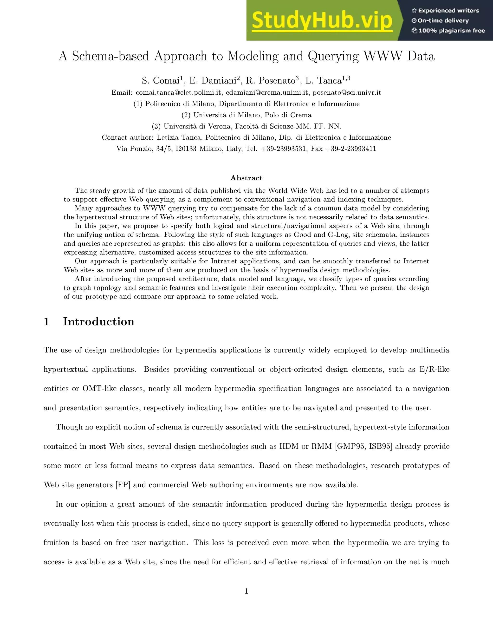 A Schema-Based Approach To Modeling And Querying WWW Data | PDF