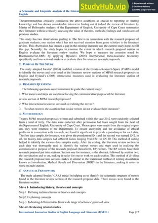 A Schematic And Linguistic Analysis Of The Literature Review Section Of ...