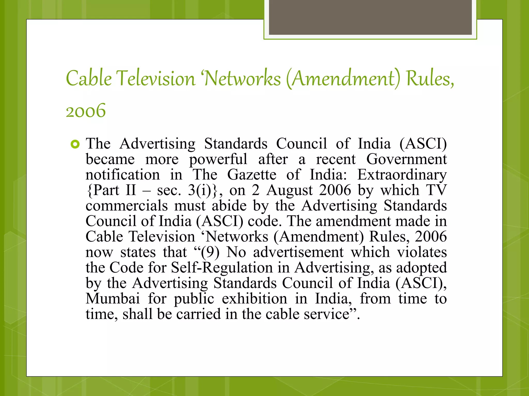 ASCI: Advertising Standard Council of India | PPTX