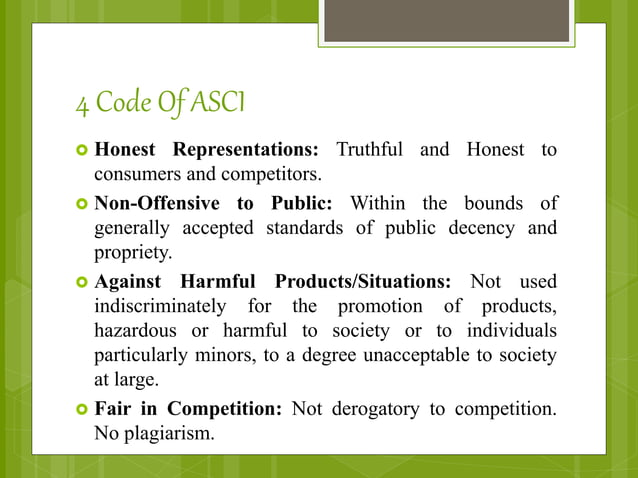 ASCI: Advertising Standard Council of India | PPTX