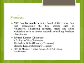 ASCI: Advertising Standard Council of India | PPTX