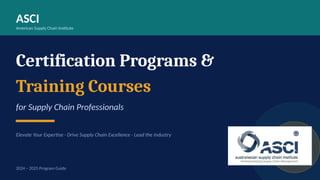 ASCI_Certification_Programs $ Training Course | PPTX