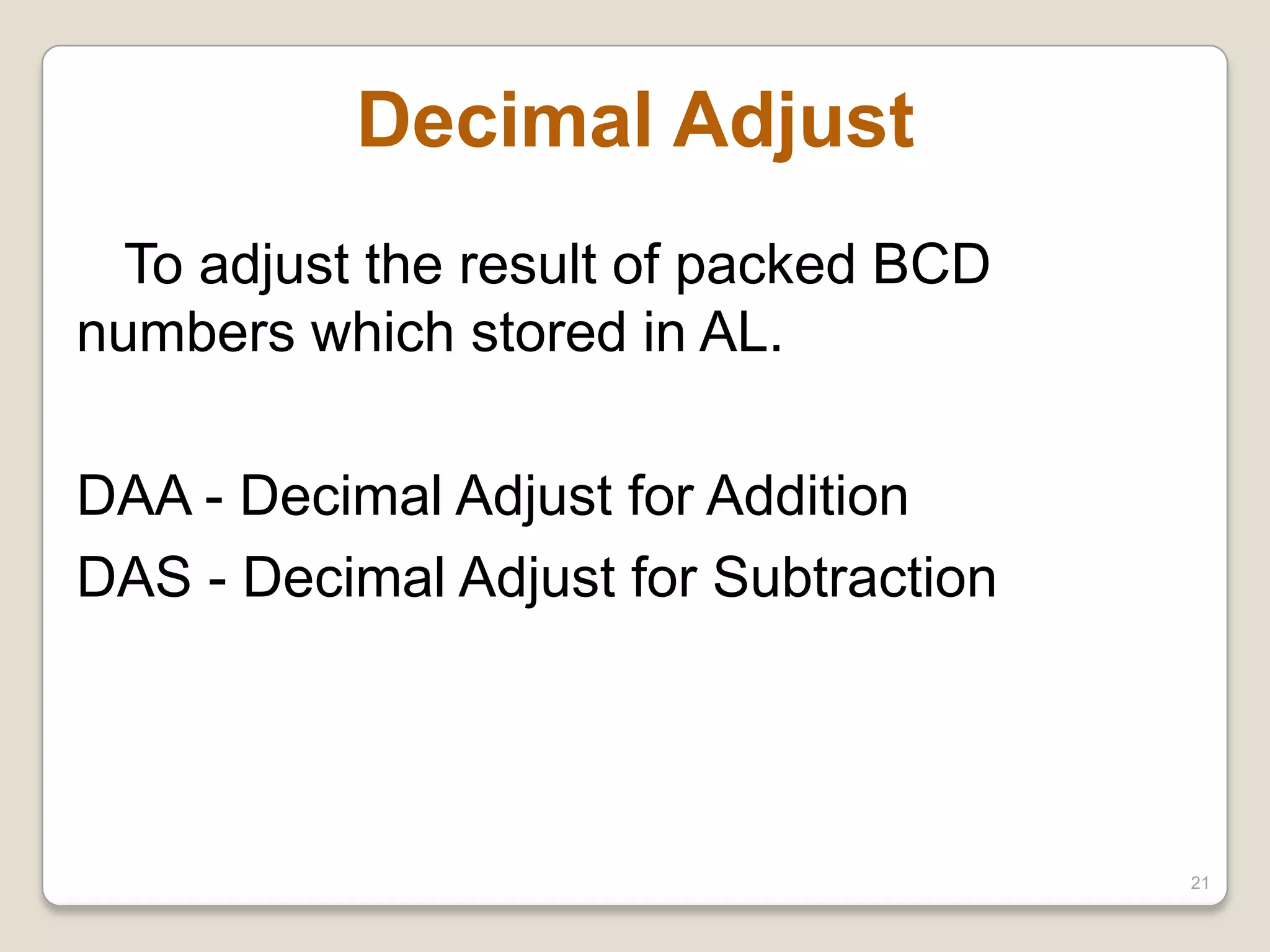 Ascii adjust & decimal adjust | PPTX